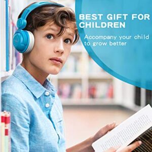 Kids Headphones, Wired On-Ear Child Headset with Mic, HD Sound Sharing Function and 85dB Volume Limited Hearing Protection for Phone Tablet PC (Blue)