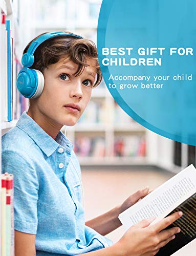 Kids Headphones, Wired On-Ear Child Headset with Mic, HD Sound Sharing Function and 85dB Volume Limited Hearing Protection for Phone Tablet PC (Blue)