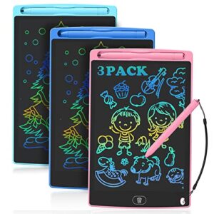 fuleda lcd writing tablet for kids, 3 pack 8.5inch colorful doodle board drawing tablet toddler boy girl toys, educational kids toys birthday christmas gifts for 2 3 4 5 6 7 8 year old boys girls