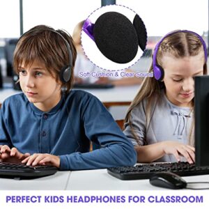 Konohan 32 Pack Headphones Student Headphone Adjustable on Ear Headphone Library Headphone Wire Classroom Headphone with 3.5 mm Headphone Plug for Boys Girls Adults School (Red, Purple, Gray, Black)