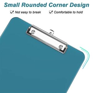 Rimilak Plastic Clipboards with Low Profile Metal Clip, Translucent Clip Board, 12.5 x 9 Inch Letter Size | Office Supply | Back to School, Teal