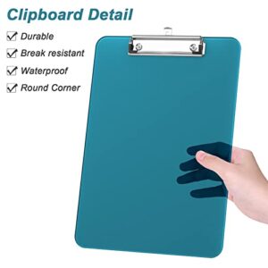 Rimilak Plastic Clipboards with Low Profile Metal Clip, Translucent Clip Board, 12.5 x 9 Inch Letter Size | Office Supply | Back to School, Teal