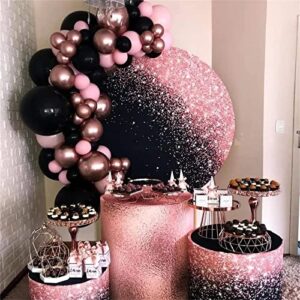 Balloons Garland Kit Black Pink, 96PCS Metallic Chrome Rose Gold Black and Pink Balloon Arch Kit for Girls Women Birthday, Wedding, Baby Shower, Anniversary, Bridal Shower Decoration Party