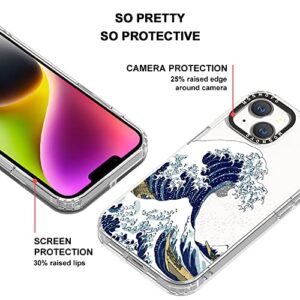 MOSNOVO Compatible with iPhone 14 Plus Case, [Buffertech 6.6 ft Drop Impact] [Anti Peel Off Tech] Clear TPU Bumper Phone Case Cover with Aesthetic Tokyo Wave Designed for iPhone 14 Plus 6.7"