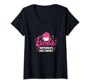 barbie - birthdays are sweet v-neck t-shirt