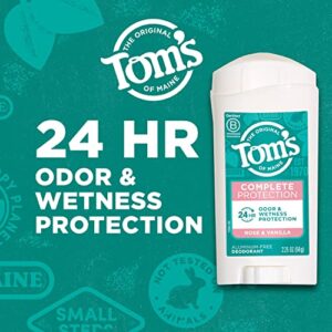 Tom's of Maine Complete Protection Aluminum-Free Natural Deodorant for Women, Rose & Vanilla, 2.25 oz