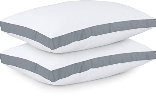 Utopia Bedding Bed Pillows for Sleeping Standard Size (Grey), Set of 2, Cooling Hotel Quality, Gusseted Pillow for Back, Stomach or Side Sleepers