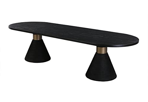 TOV Furniture Rishi 30" H Oval Rope Modern Acacia Wood Dining Table in Black