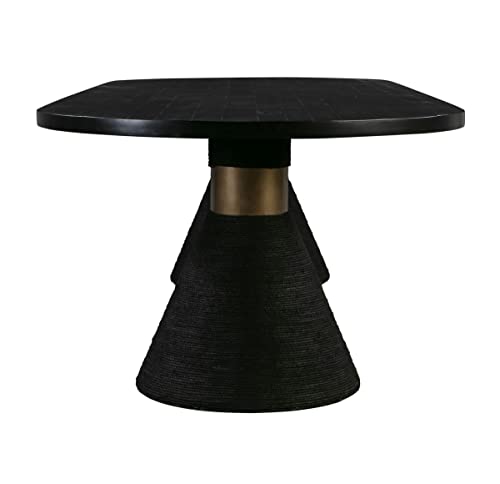 TOV Furniture Rishi 30" H Oval Rope Modern Acacia Wood Dining Table in Black