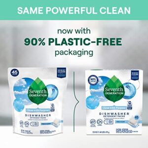 Seventh Generation Dishwasher Detergent Packs, Blasts Away Stuck-On Food, Free & Clear, 20 Packs