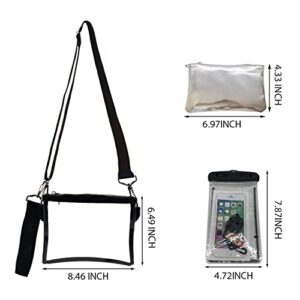 XXRCBag Clear Stadium Bag, Approved for Crossbody Purse, Adjustable Shoulder Concert Sport Women's Pocket, Internal Activity Strap Pocket, Suitable for Airports, Stadiums