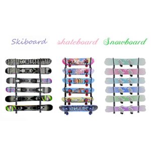 Skateboard Wall Mount, Skate Board Wall Display Hanger Rack, Snowboard Wall Mount Ski Holder, Six Floors Deck Wall Longboard Rack Storage