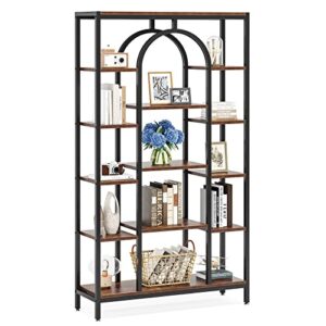 Tribesigns 5-Tier Bookshelf, Industrial Tall Bookcase Book Shelf Organizer Freestanding Open Display Shelves for Bedroom Living Room Home Office, 70.8" H x 39.4" L, Rustic Brown