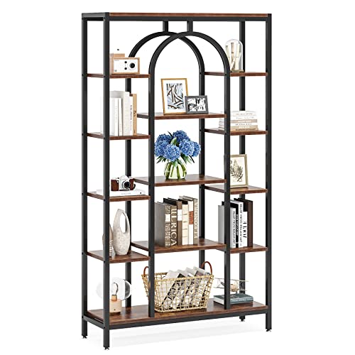 Tribesigns 5-Tier Bookshelf, Industrial Tall Bookcase Book Shelf Organizer Freestanding Open Display Shelves for Bedroom Living Room Home Office, 70.8" H x 39.4" L, Rustic Brown