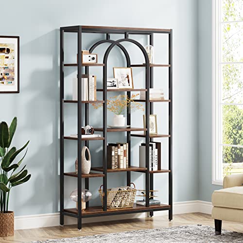 Tribesigns 5-Tier Bookshelf, Industrial Tall Bookcase Book Shelf Organizer Freestanding Open Display Shelves for Bedroom Living Room Home Office, 70.8" H x 39.4" L, Rustic Brown