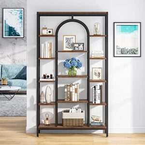 Tribesigns 5-Tier Bookshelf, Industrial Tall Bookcase Book Shelf Organizer Freestanding Open Display Shelves for Bedroom Living Room Home Office, 70.8" H x 39.4" L, Rustic Brown