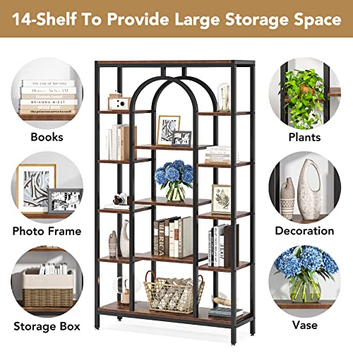 Tribesigns 5-Tier Bookshelf, Industrial Tall Bookcase Book Shelf Organizer Freestanding Open Display Shelves for Bedroom Living Room Home Office, 70.8" H x 39.4" L, Rustic Brown