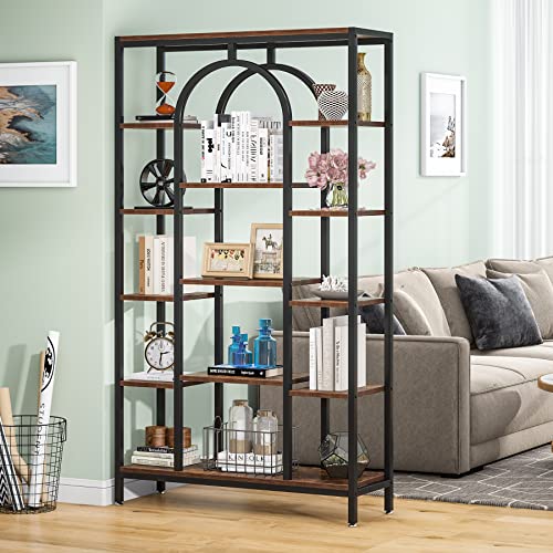 Tribesigns 5-Tier Bookshelf, Industrial Tall Bookcase Book Shelf Organizer Freestanding Open Display Shelves for Bedroom Living Room Home Office, 70.8" H x 39.4" L, Rustic Brown