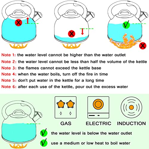 GGC 3L Tea Kettle for Stove Top, Loud Whistling Tea Kettles Water Boiler, Stainless Steel Kettle with Anti-Heat Handle and Simple Touch Button to Control Kettle Outlet