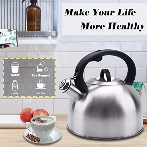 GGC 3L Tea Kettle for Stove Top, Loud Whistling Tea Kettles Water Boiler, Stainless Steel Kettle with Anti-Heat Handle and Simple Touch Button to Control Kettle Outlet