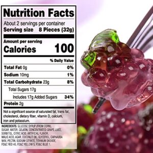 AMOS 4D Gummy Fruit Filled Candy, Fruit Snacks Juicy Burst, Grape Juice Filled Gummies for Cupcake Decoration, Gluten Free Fat Free Christmas Candy, 2.29Oz Per Bag (Pack of 12)