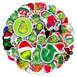 pigbit 50pcs grinch christmas stickers for christmas party favors,water bottles,laptop,greeting cards,envelopes