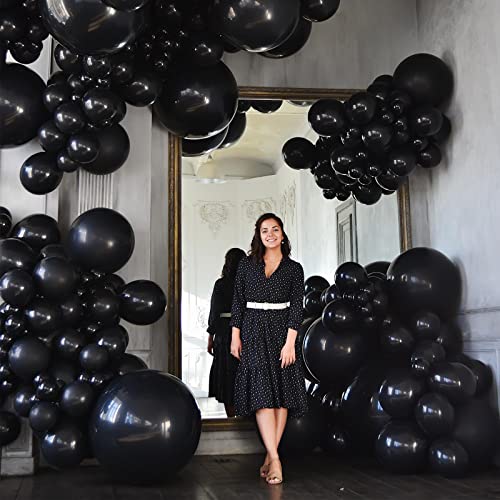 Black Balloons, 106pcs Black Balloon Garland Arch Kit Different Sizes 5 10 12 18 Inch Latex Balloons for Birthday Graduation Wedding Retirement Anniversary Halloween New Year Holiday Party Decorations