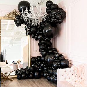 Black Balloons, 106pcs Black Balloon Garland Arch Kit Different Sizes 5 10 12 18 Inch Latex Balloons for Birthday Graduation Wedding Retirement Anniversary Halloween New Year Holiday Party Decorations