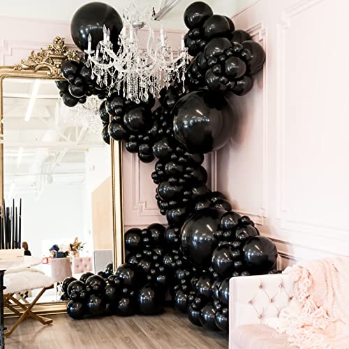 Black Balloons, 106pcs Black Balloon Garland Arch Kit Different Sizes 5 10 12 18 Inch Latex Balloons for Birthday Graduation Wedding Retirement Anniversary Halloween New Year Holiday Party Decorations