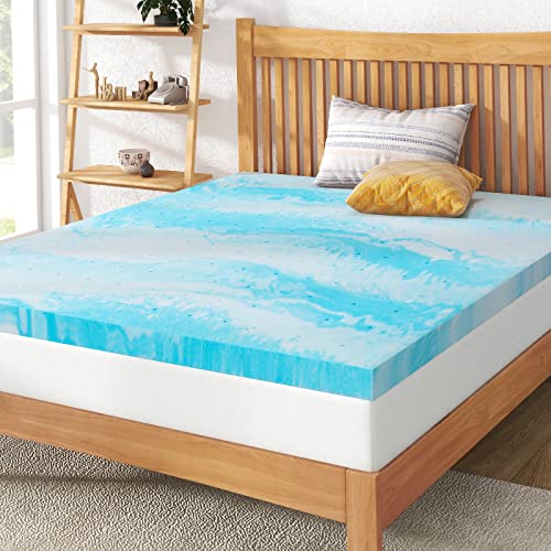 IULULU Queen 3 Inch Gel Memory Foam Mattress Topper, CertiPUR-US Certified, Blue