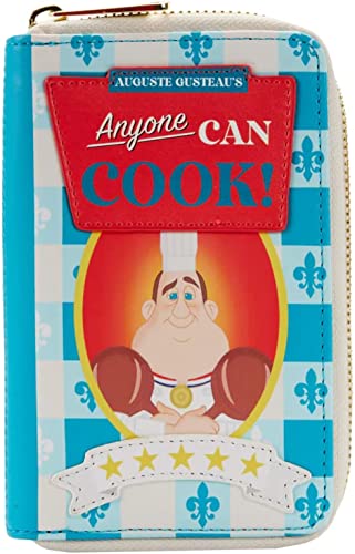 Loungefly Disney Ratatouille 15th Anniversary Gusteau's Cookbook Zip Around Faux Leather Wallet,Lightweight,Blue