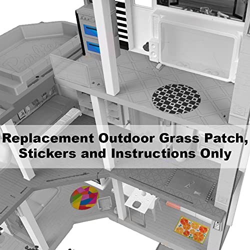 Replacement Parts for Barbie Doll Dreamhouse Playset - GRG93 ~ Replacement Outdoor Grass Patch, Stickers and Instructions