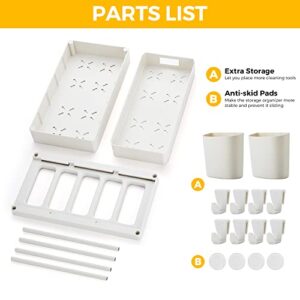 Ravinte 2 Pack Pull Out Under Sink Organizer 2 Tier Multi Purpose Sink Organizers Storage For Bathroom Kitchen Sink Storage Organizer With Hook & Hanging Cup White Sliding Cabinet Organizer