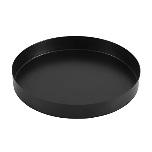 Bathroom Trays for Counter, Dedoot Decorative Black Round Tray Stainless Steel - 8.6 Inches Storage Organizer Vanity Trays Plate for Jewelry Cosmetics Coffee Tea Candle, Bathroom Kitchen Tableware