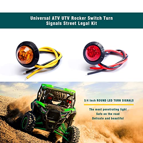 ATV UTV Turn Signal Kit with Turn Signal Rocker Switch Compatible with Polaris RZR Ranger Turbo Can-Am Street Legal Kit, Side by Side Turn Signal Light Kit (Vertical&Horizontal Non-Backlit Green)