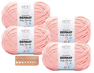 bernat baby blanket - 4 big balls - with needle gauge (coral blossom)