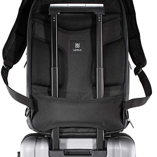 LEVEL8 Laptop Backpack, Durable Work Backpack for Men Women, Computer Bag for Business Fits 15.6" Laptop and Notebook - Black