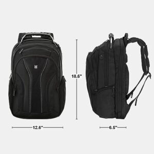 LEVEL8 Laptop Backpack, Durable Work Backpack for Men Women, Computer Bag for Business Fits 15.6" Laptop and Notebook - Black