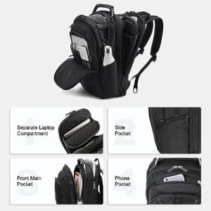 LEVEL8 Laptop Backpack, Durable Work Backpack for Men Women, Computer Bag for Business Fits 15.6" Laptop and Notebook - Black