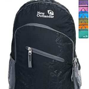 Outlander Packable Handy Lightweight Travel Hiking Backpack Daypack, Black