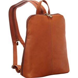 le donne leather women’s tech-friendly backpack – premium full-grain colombian vaquetta leather backpack, 11” x 12” x 4” (tan)