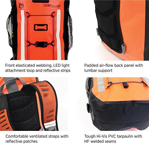 OverBoard Waterproof Pro-Vis Backpack, Orange, 30-Liter