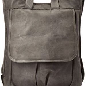 Piel Leather Slim Laptop Flap Backpack, Charcoal, One Size