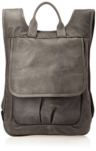 Piel Leather Slim Laptop Flap Backpack, Charcoal, One Size