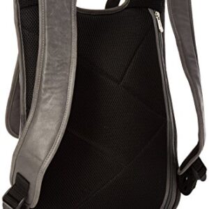 Piel Leather Slim Laptop Flap Backpack, Charcoal, One Size