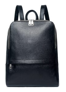 coolcy women real genuine leather backpack purse fashion bag (black)