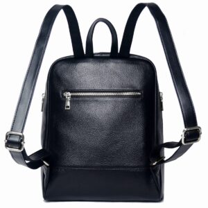 COOLCY Women Real Genuine Leather Backpack purse Fashion Bag (Black)