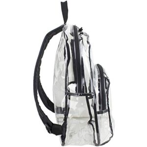 Eastsport Clear Backpack Stadium Approved See Through Transparent Heavy Duty with Padded Adjustable Straps – Perfect for Work, Security, Airports, Concerts, and Sporting Events - Black