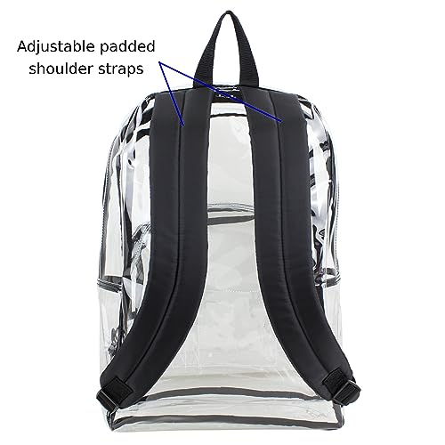 Eastsport Clear Backpack Stadium Approved See Through Transparent Heavy Duty with Padded Adjustable Straps – Perfect for Work, Security, Airports, Concerts, and Sporting Events - Black