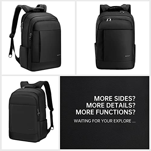 kopack Deluxe Black Laptop Backpack, 17 Inch Anti-Theft Water Resistant Laptop Backpack with Multiple Compartments for Business College Travel Commute Work Computer Daypack Men/Women